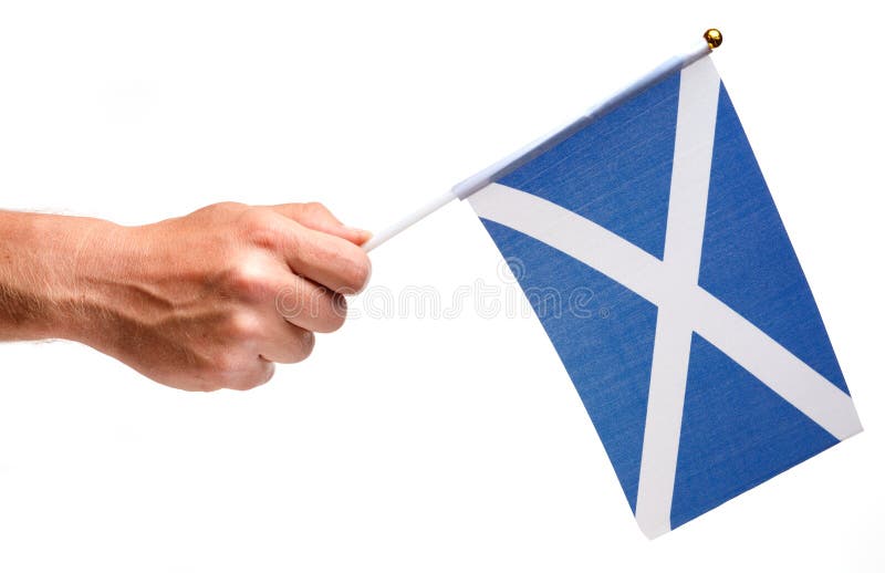 Scotland Flag Small in Hand Isolate Stock Image - Image of isolated ...
