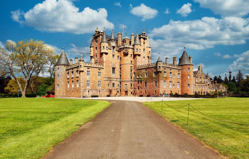 Scotland - Glamis Castle at Nice Day with Blue Sky Stock Photo - Image ...