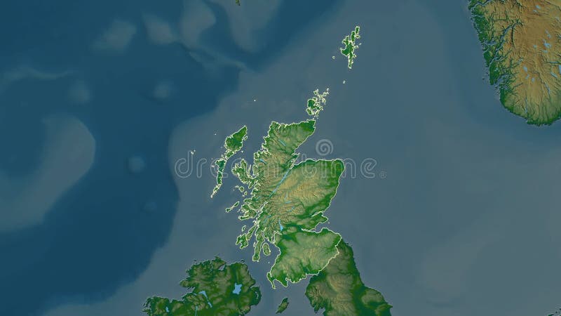 Scotland - Great Britain Map - Solid. Regions. Physical. Labels Stock ...