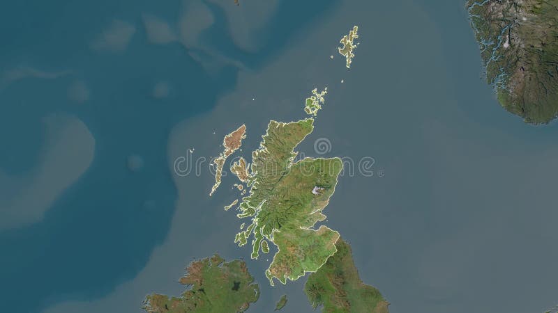 Scotland - Great Britain Map - Solid. Regions. Satellite. Labels Stock ...