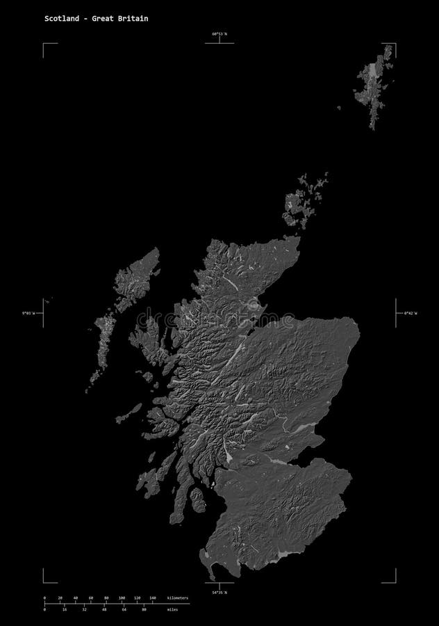 Scotland - Great Britain Shape on Black. Bilevel Stock Illustration ...