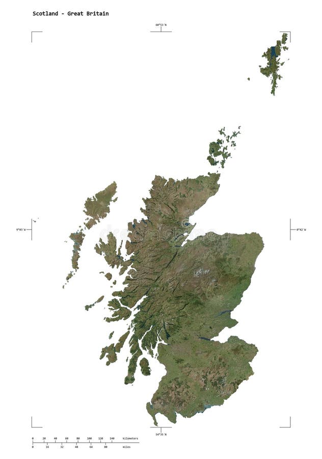 Scotland - Great Britain Shape on White. High-res Satellite Stock ...