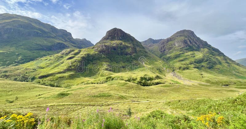 Green Mountains of the Three Sisters in Summer in Highland Scotland ...