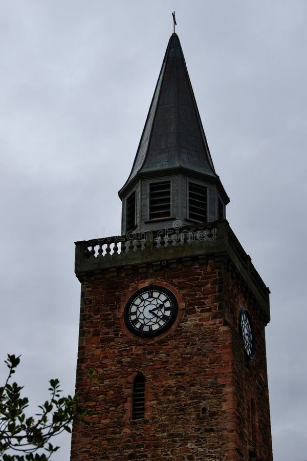 Church Tower with Clock Standing in Highland Scotland Stock Photo ...