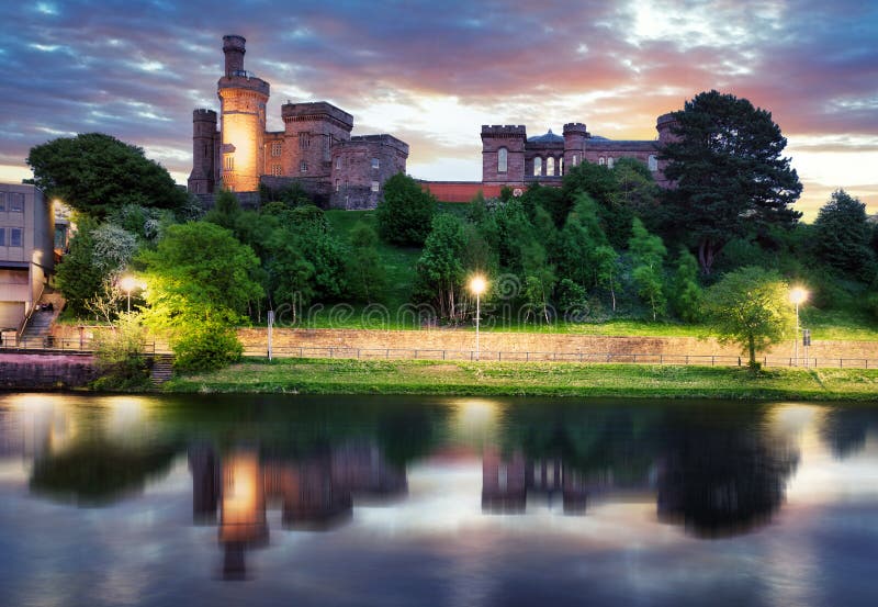 Scotland - Inverness Skyline with Castle Reflection in Ness River at ...
