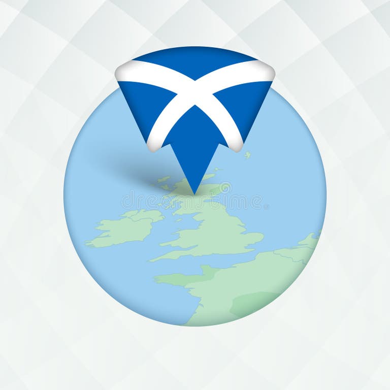 Scotland Map Highlighted with Flag Marker Stock Vector - Illustration ...