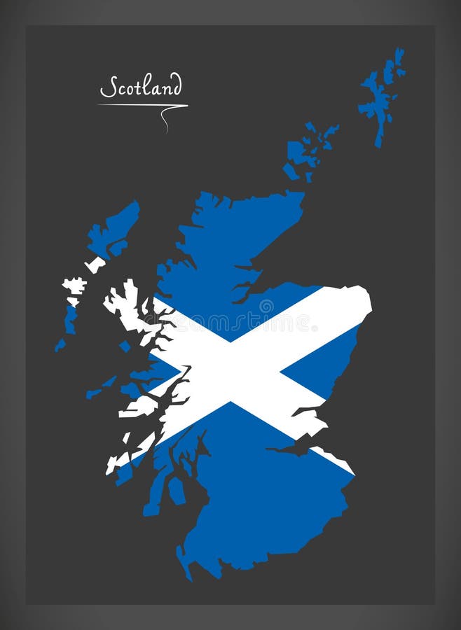Scotland Map with Scottish National Flag Illustration Stock Vector ...