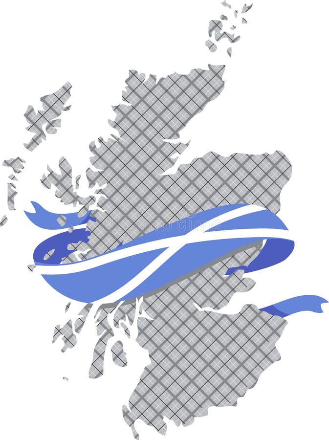 Scotland Map with Scottish Flag and Thistle Flowers Stock Vector ...