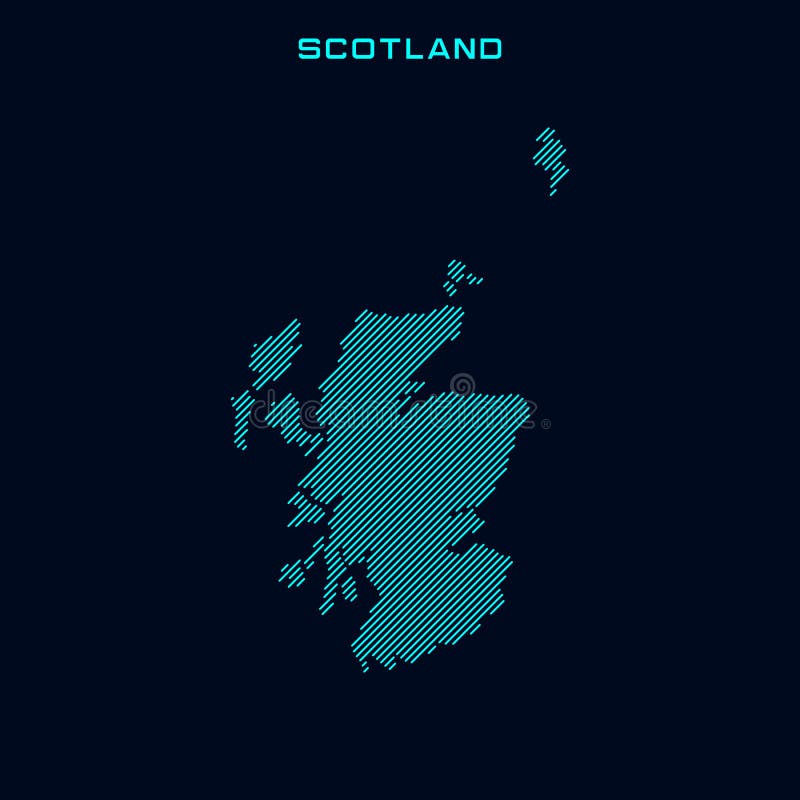 Scotland Striped Map Vector Design Template with Blue Background. Stock ...