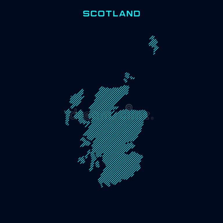 Scotland Striped Map Vector Design Template with Blue Background. Stock ...