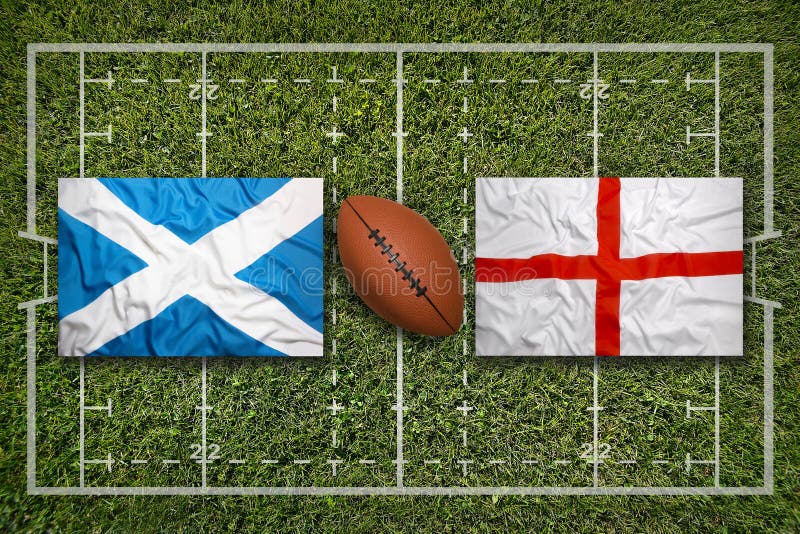 Scotland Vs. England Flags on Rugby Field Stock Image - Image of ...