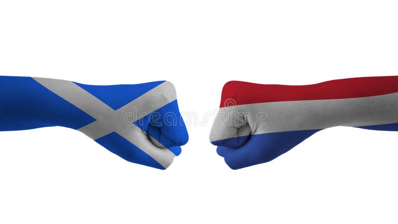 Scotland VS Netherlands Hand Flag Man Hands Patterned with the Scotland ...