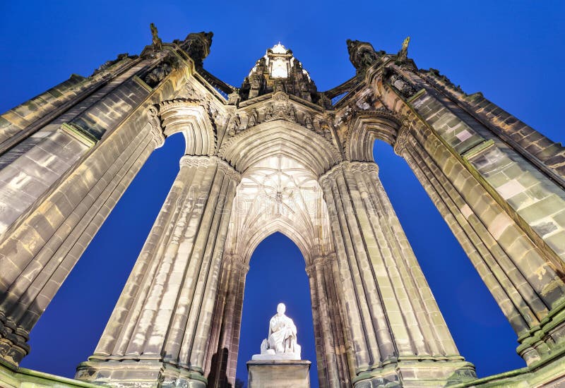 Scott Monument in Edinburgh at Night Stock Image - Image of ...