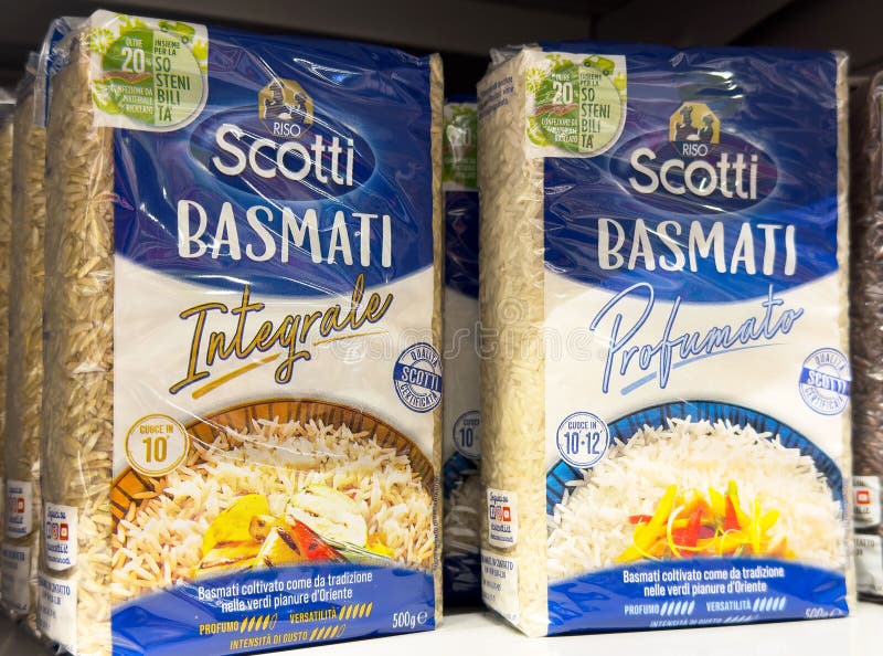 Scotti Basmati Rice Packaging Display in Grocery Store Aisle Editorial ...