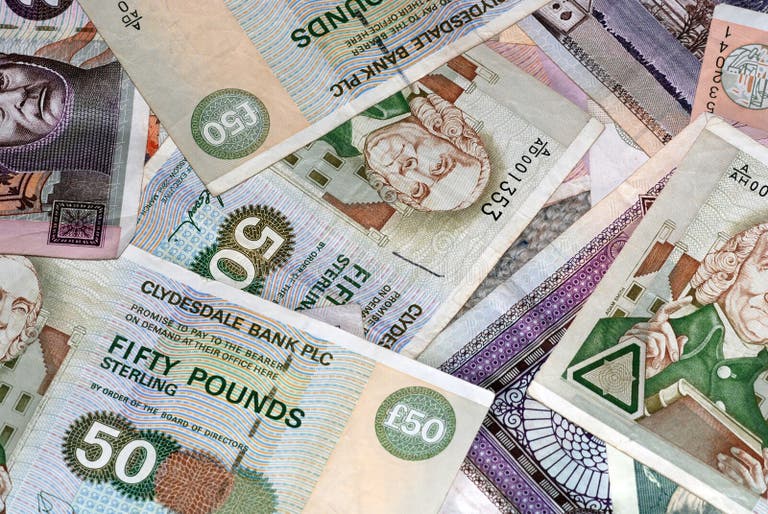 Scottish Bank Notes Various Amounts Stock Photo - Image of pound, cheap ...