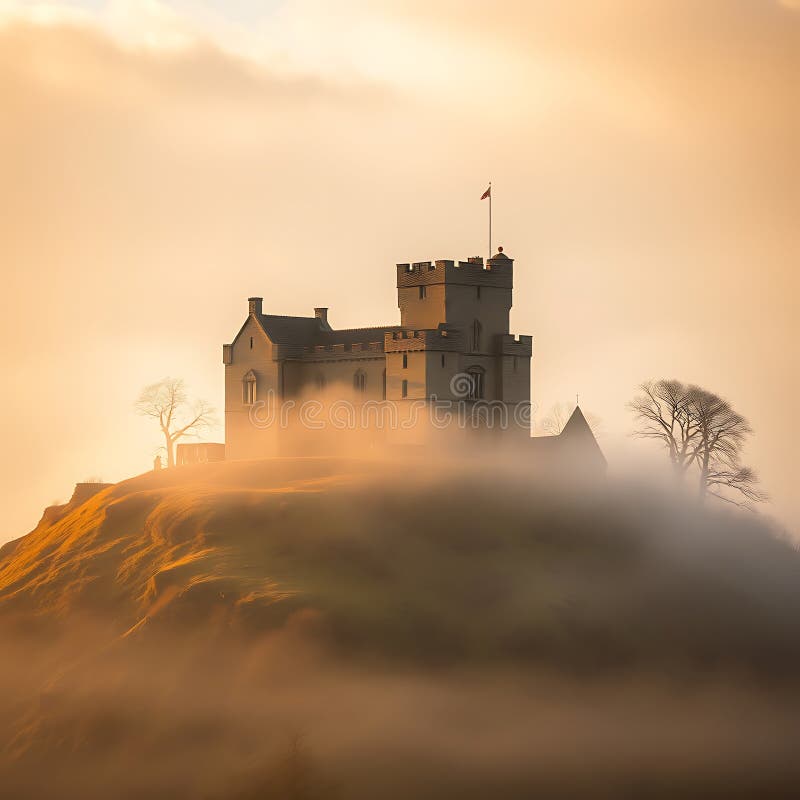 Castle in the Mist stock illustration. Illustration of king - 12215638