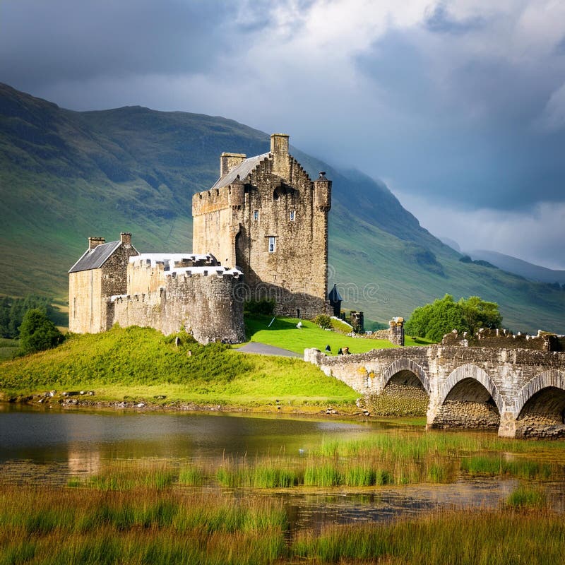 Scottish Castle in the Rain, AI Generated Stock Illustration ...