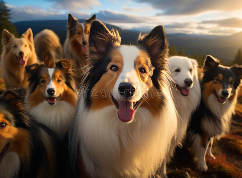 Scottish Collie Group stock photo. Image of purebred - 290937866