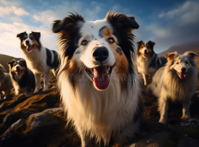 Scottish Collie Group stock photo. Image of adorable - 290937900