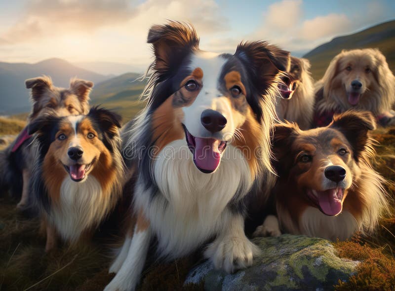 Scottish Collie Group stock image. Image of shepherd - 290951395
