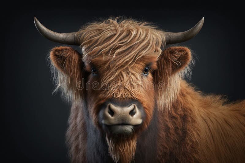 Scottish Cow, Drawing. Ai Generated Stock Illustration - Illustration ...