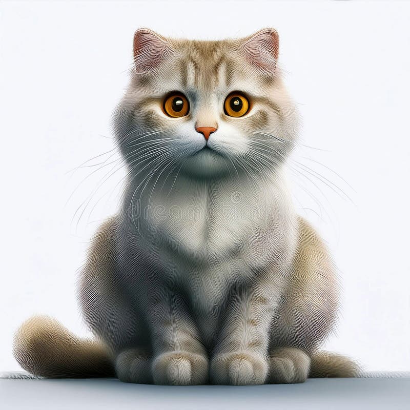 Scottish Fold Cat, Short To Long Fur, Folded Ears, Round Body Stock ...