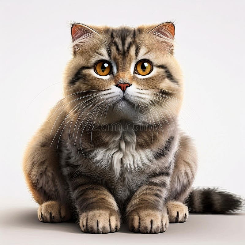 Scottish Fold Cat, Short To Long Fur, Folded Ears, Round Body Stock ...