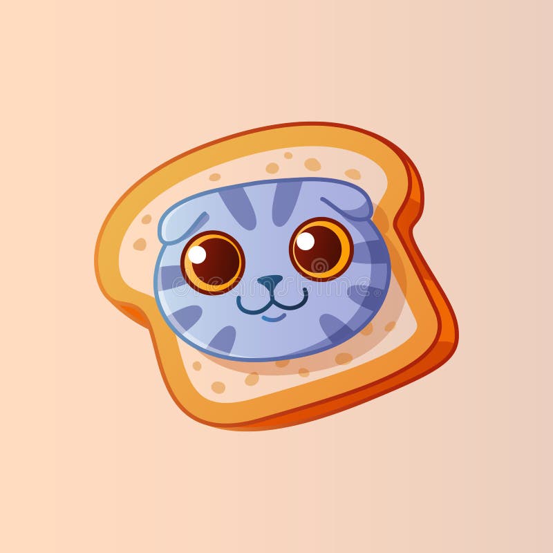 Scottish Fold Cat in Piece of Bread. Stock Vector - Illustration of ...