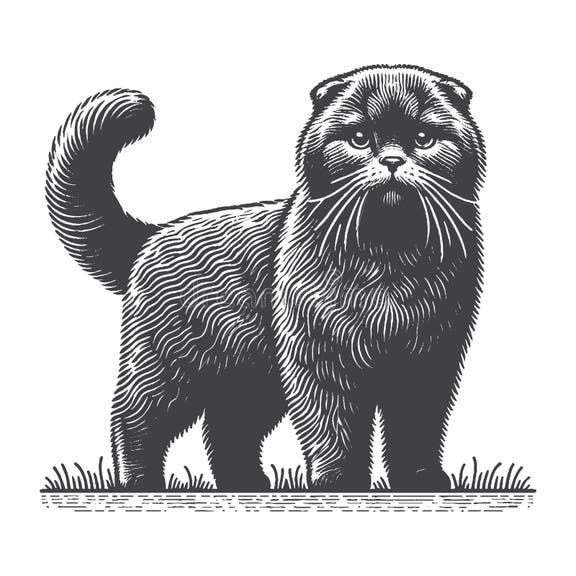 Scottish Fold Standing Pose Vector for Cat Lover Apparel. Stock Vector ...