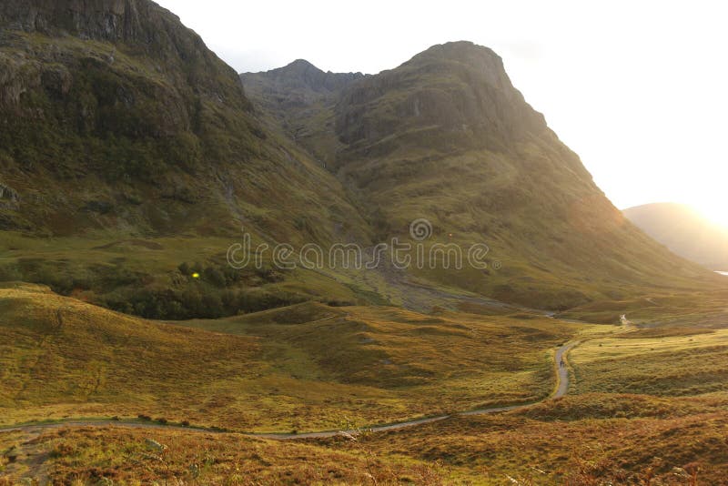 Scottish Highlands, Sunset in Glencoe Mountains Stock Image - Image of ...