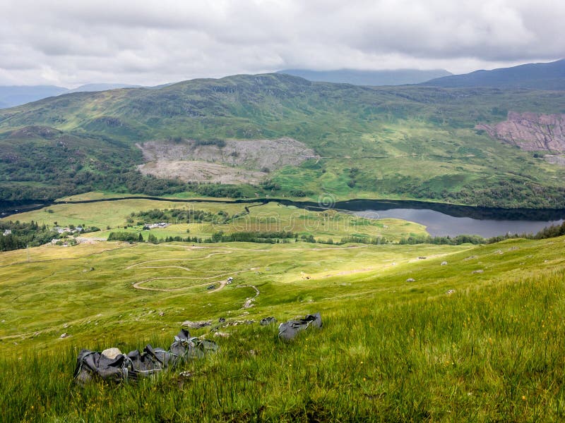 Scottish Landscape from the Ben More Mountain with a Loch Dochart and ...
