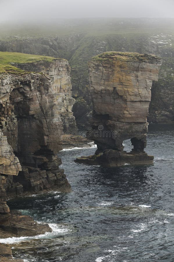 Scottish Landscape in Orkney. Yesnaby Cliffs Stock Image - Image of ...