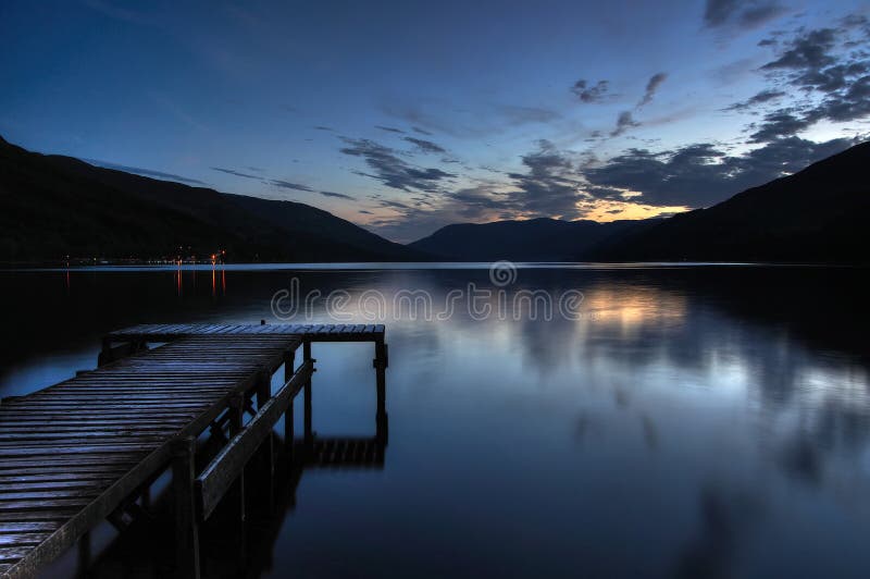 Scottish Loch Earn in Saint Fillans with Pier Stock Photo - Image of ...