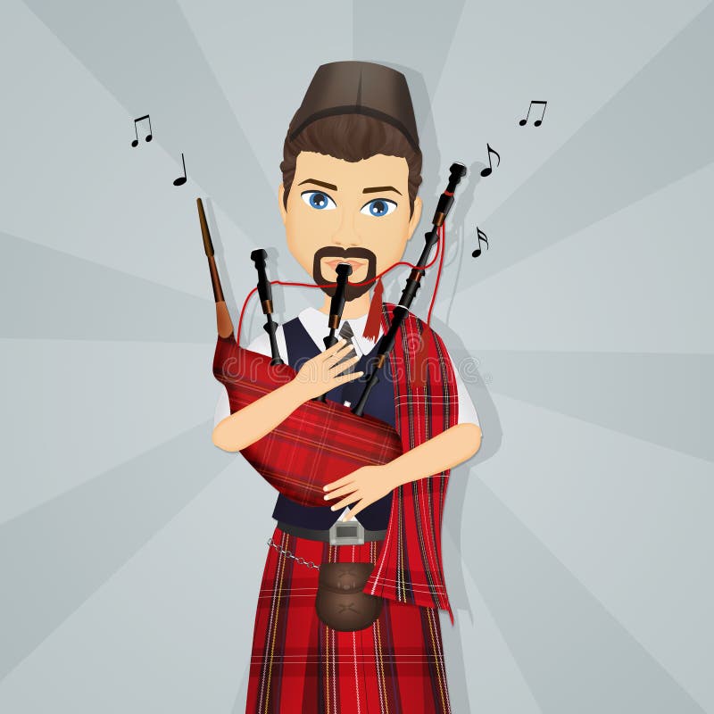 Scottish bagpipe player cartoon free clipart - gilitrt