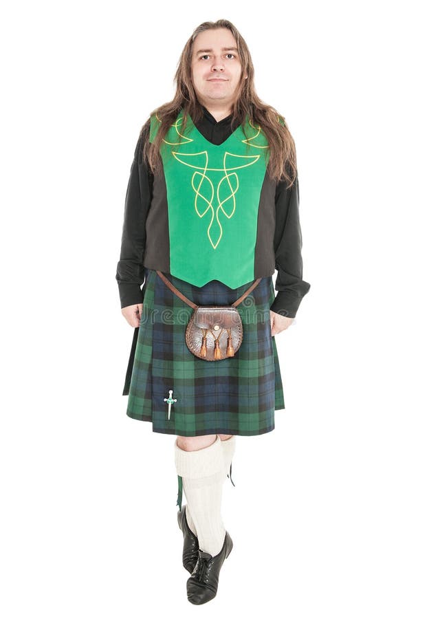 Scottish Man in Traditional National Costume with Blowing Kilt Stock ...