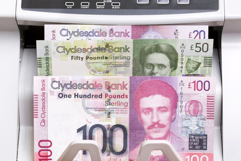 Scottish Pound in the Counting Machine Stock Photo - Image of currency ...