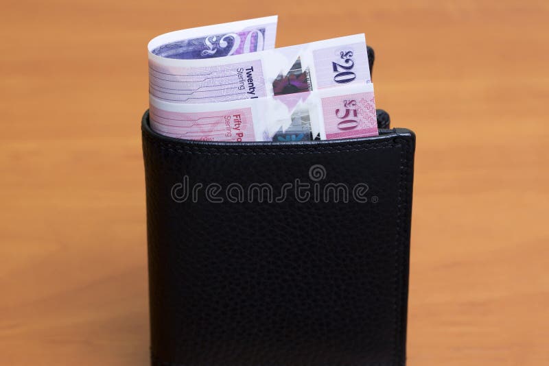 Scottish Pound in the Black Wallet Stock Photo - Image of money, cash ...