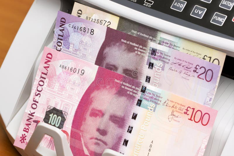 Scottish Pound in the Counting Machine Stock Photo - Image of scottish ...