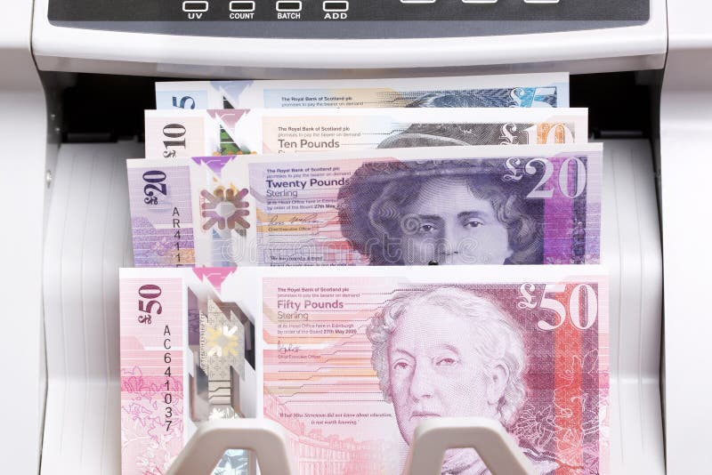 Scottish Pound in the Counting Machine Stock Photo - Image of finance ...