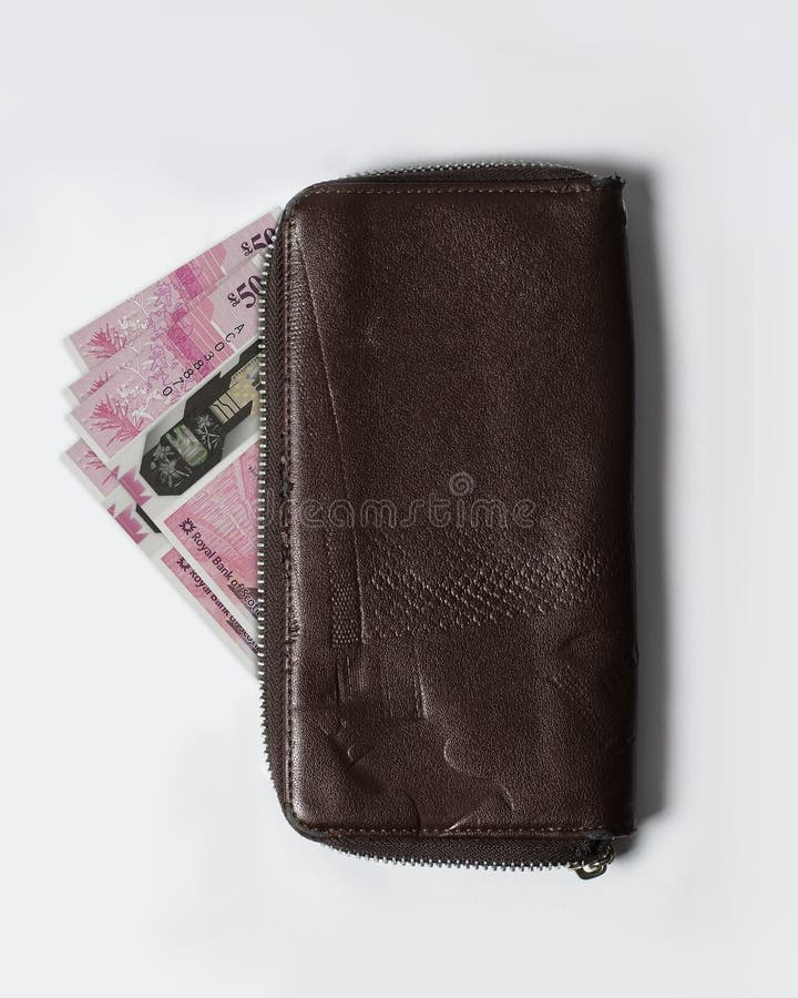 100 Scottish Pound Notes Inside a Purse. Scottish Currency Popping Out ...