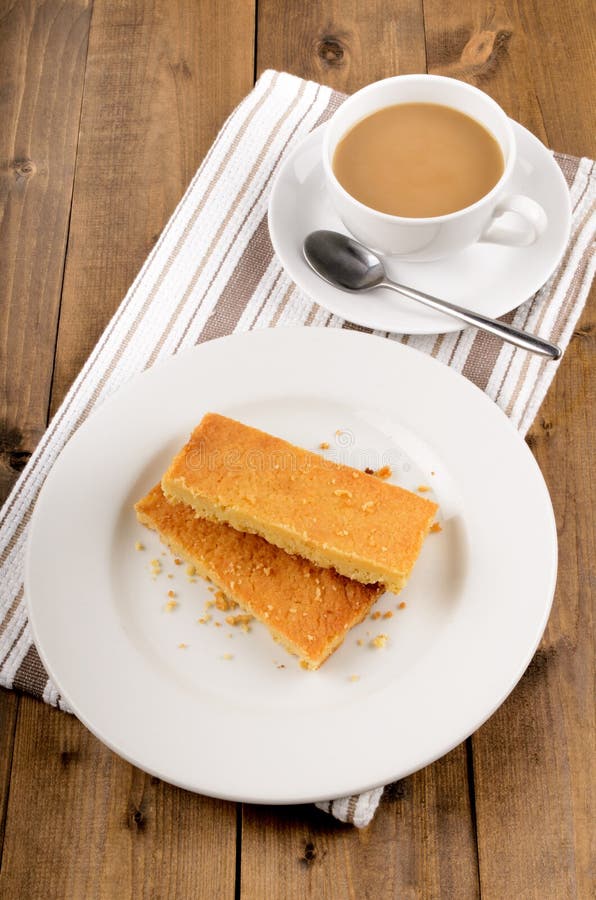Scottish Shortbread on a Plate and Cup of Black Tea Stock Photo - Image ...