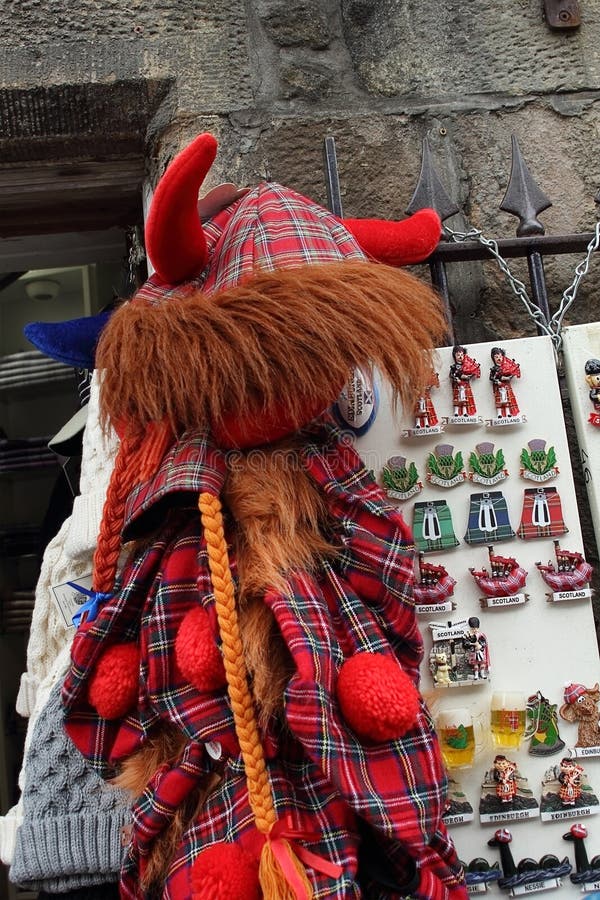 Scottish Souvenirs Made of Red Tartan Stock Image - Image of rock ...