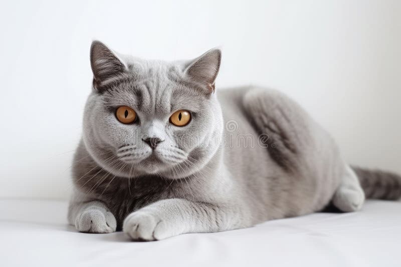 Scottish Straight Cat on White Background. Generative AI Stock ...