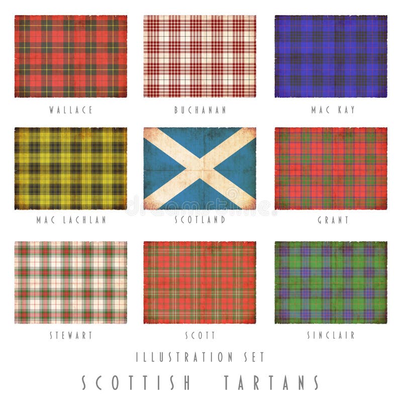 Scottish Tartans in Grunge Design Stock Illustration - Illustration of ...