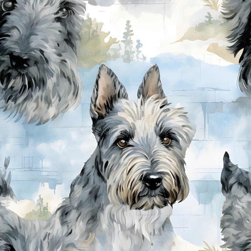 Scottish Terrier Watercolor a Dog Patterns Design. AI Generated Stock ...