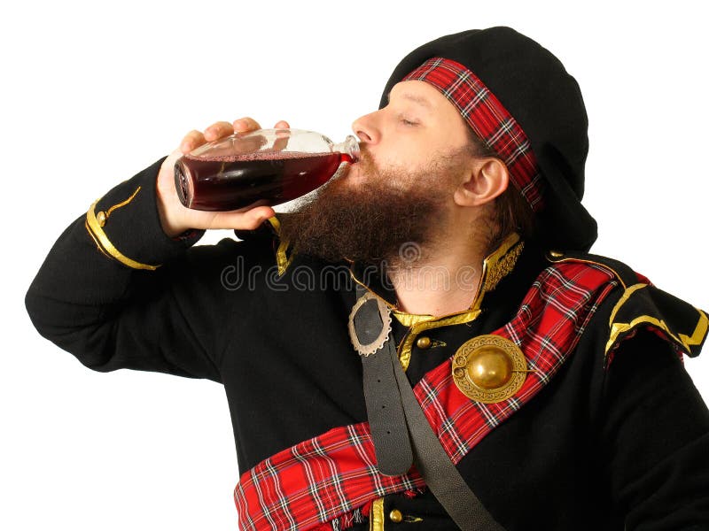 Scottish Warrior Drinking Wine Stock Photo - Image of costume, chubby ...