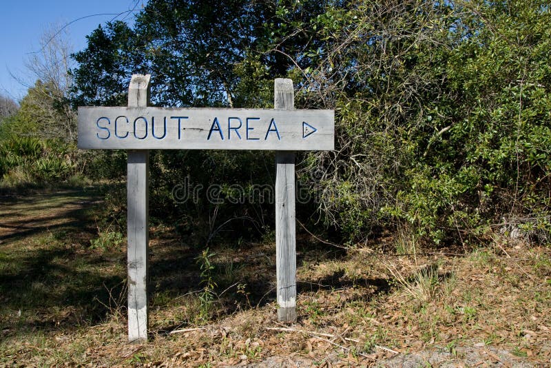 Scout Area Sign stock photo. Image of enviornmental, pointing - 5057418