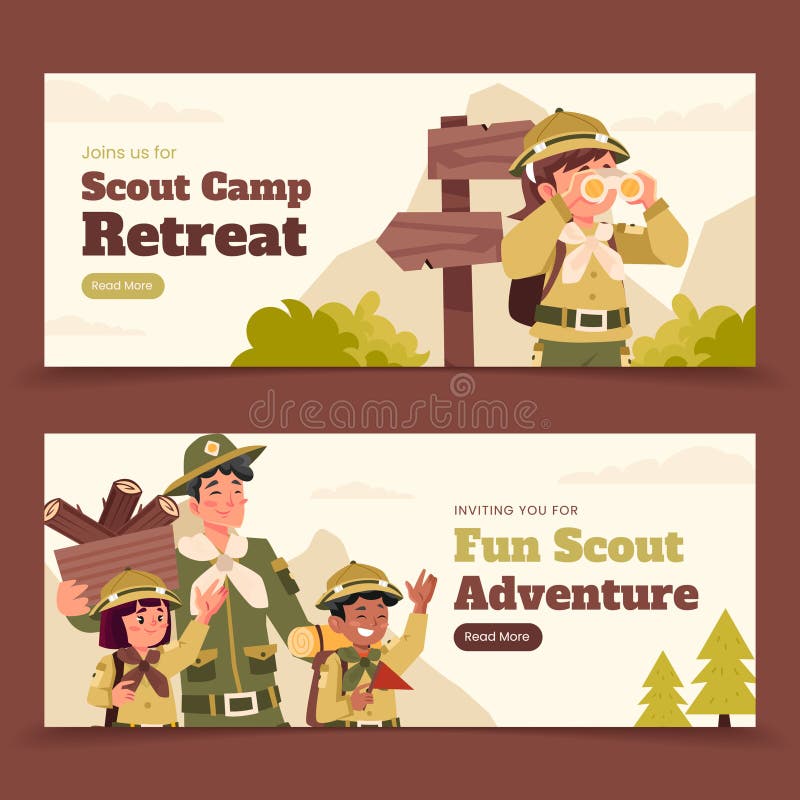 Scout Banners in Flat Design Stock Illustration - Illustration of ...