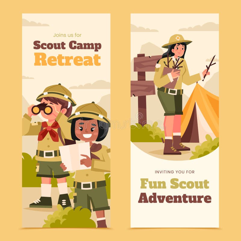 Scout Banners in Flat Design Stock Illustration - Illustration of ...
