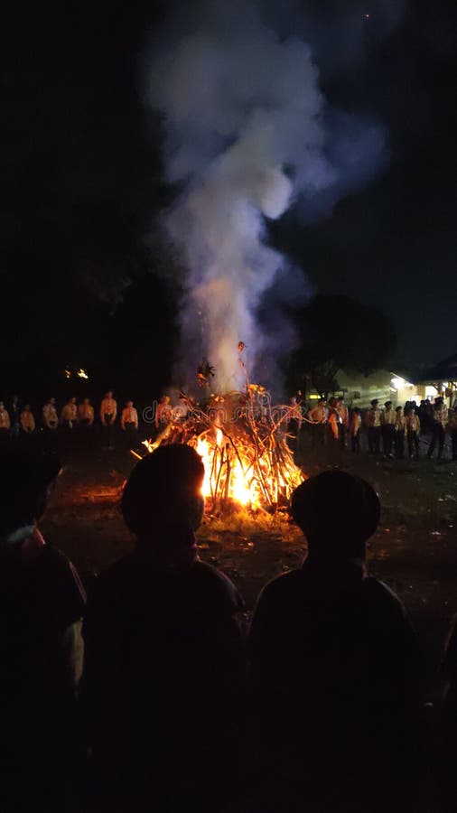 Scout Bonfire in the School at Midnight Stock Photo - Image of bonfire ...